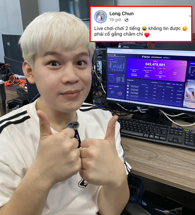 Livestream 'sương sương' hai tiếng, Long Chun kiếm được gần một căn ...