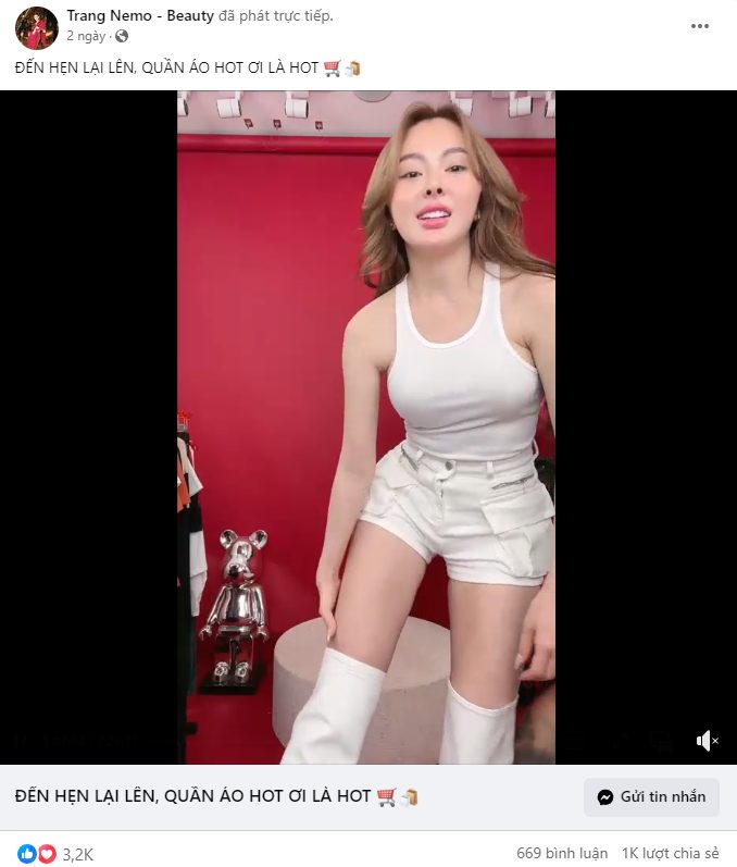 Trang Nemo vẫn livestream bán quần áo trong lúc đang thi hành án tù, nhiều người đặt nghi vấn