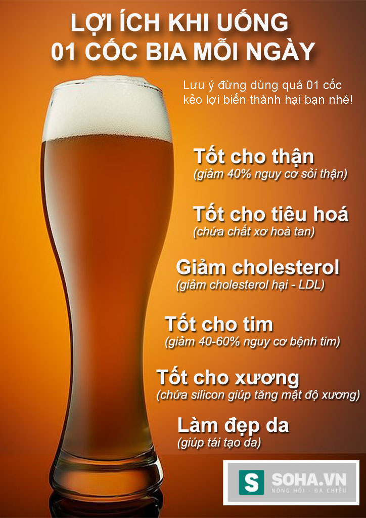 Nhờ 6 gạch đầu dòng này, bạn có thể yên tâm uống 1 cốc bia!