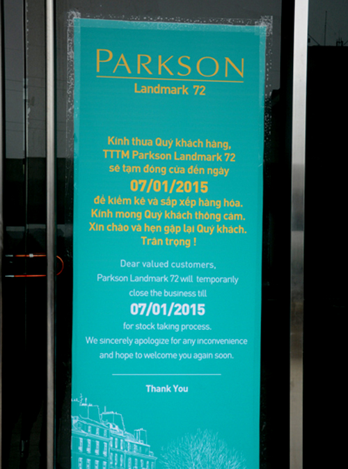 Vụ Parkson đột ngột đóng cửa: Keangnam cũng bất ngờ